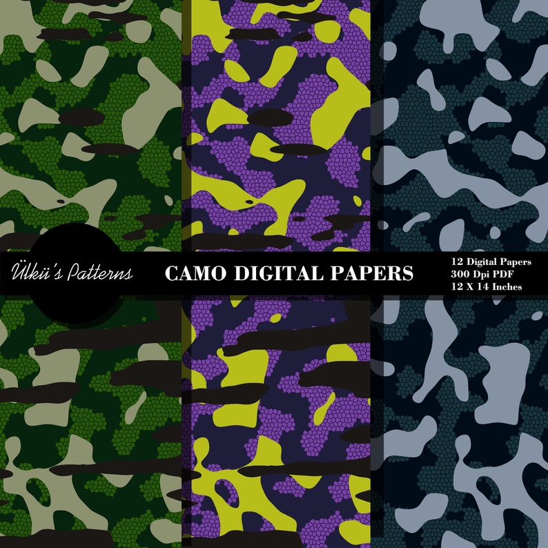 Camo Digital Papers,camouflage Digital Paper Pack,repeating Camo ...