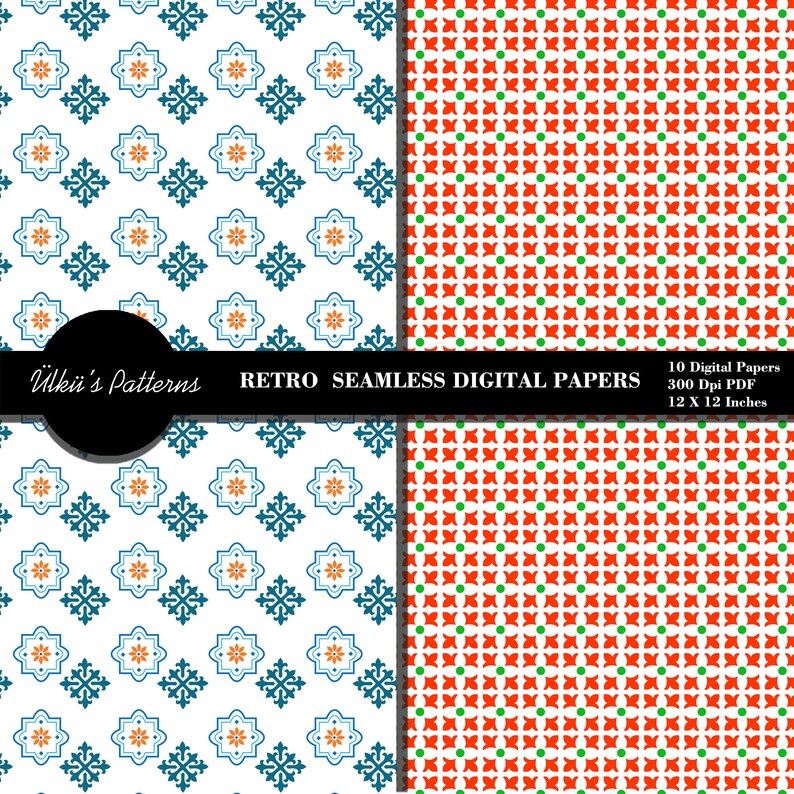 Retro Seamless Digital Papers,art Deco Pattern Digital Papers,retro ...