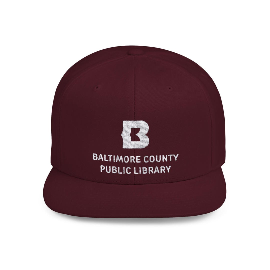 Embroidered Library Logo Flat Bill Snapback - Etsy