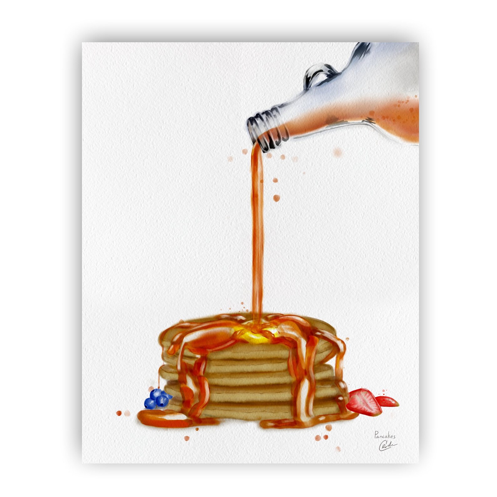 Pancakes and Maple Syrup | Watercolor Painting | Digital Download ...