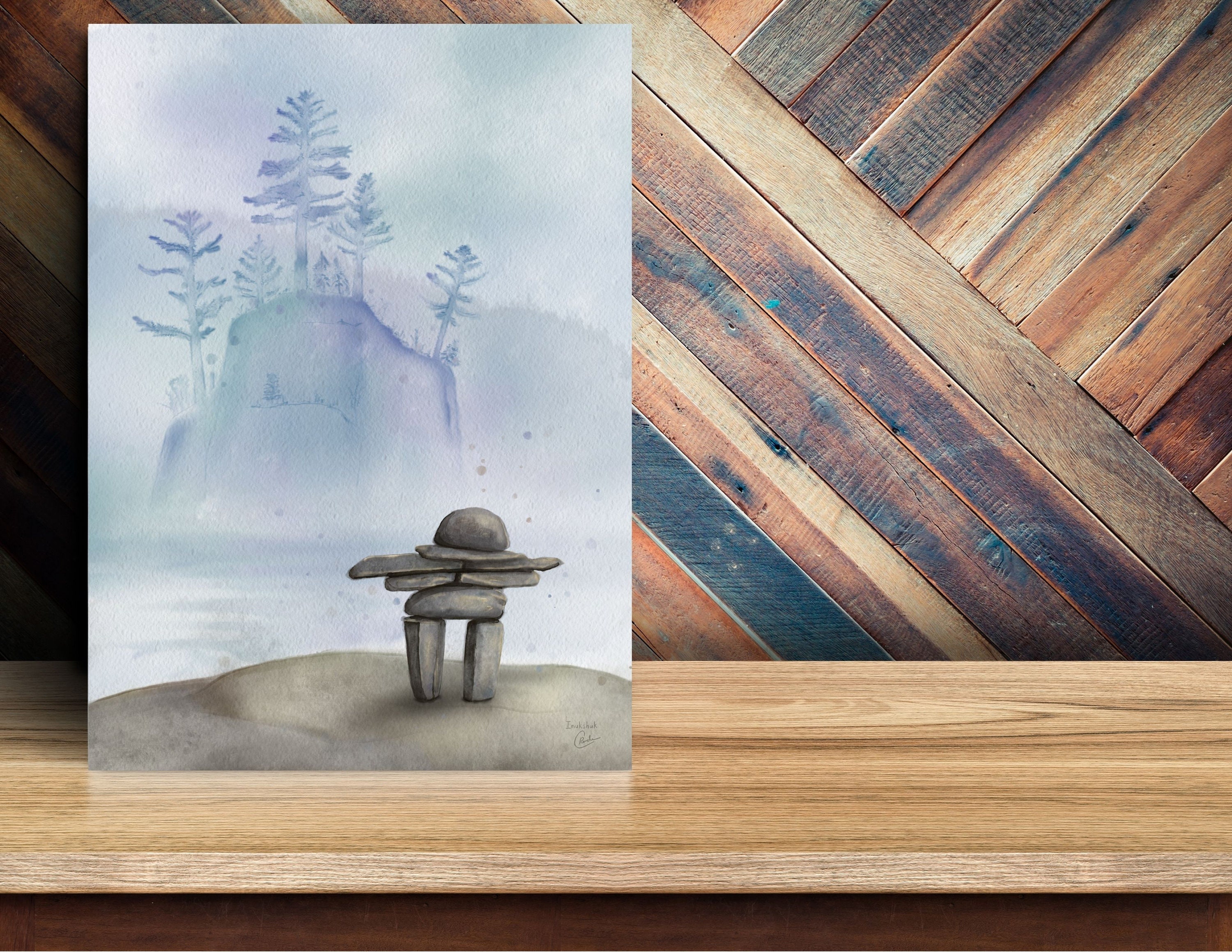 Inukshuk | Watercolor Illustration | Digital Download, Landscape Wall ...