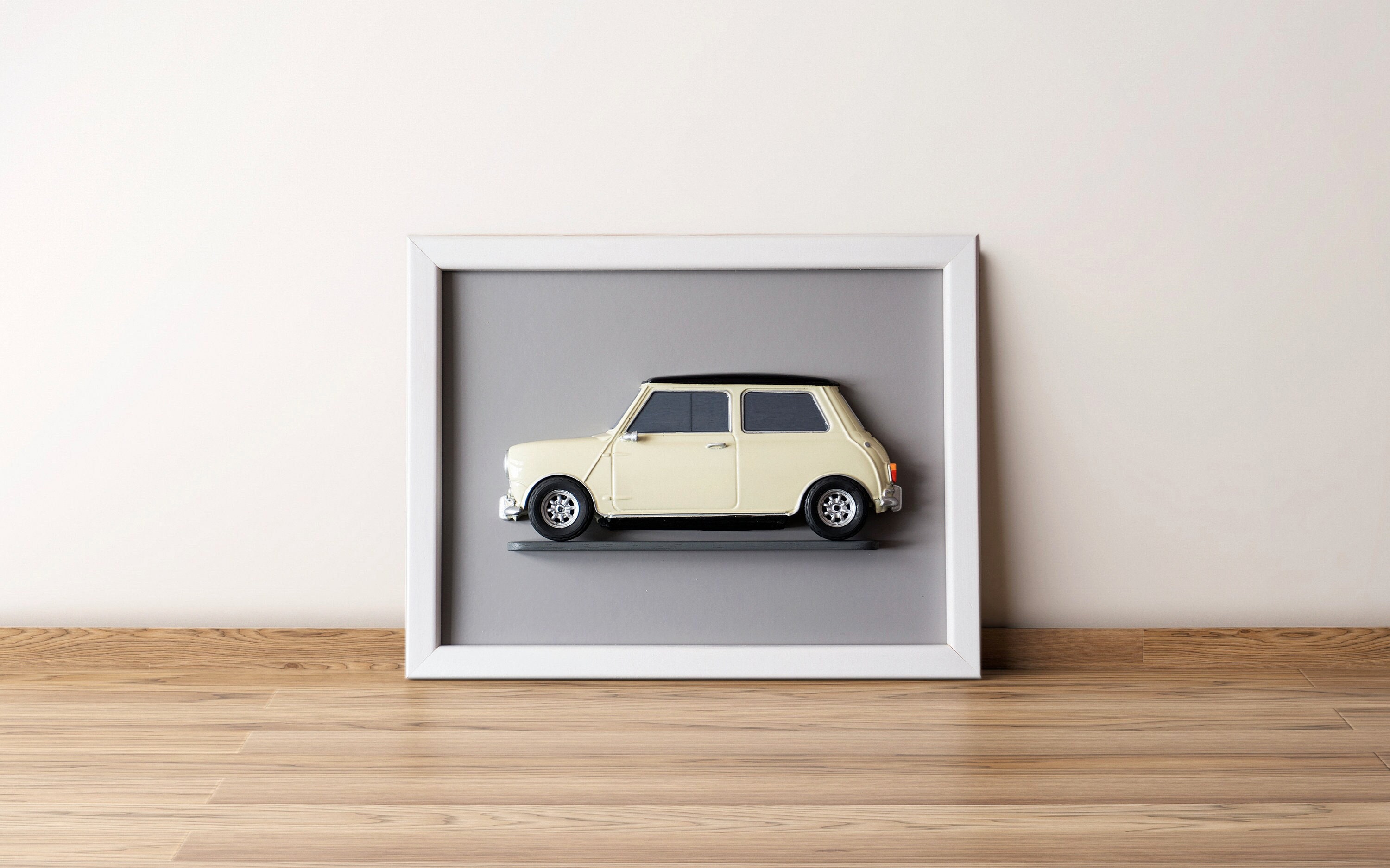 Mini Cooper Classic Picture With 3D Embossed Model Handmade 3D Art ...