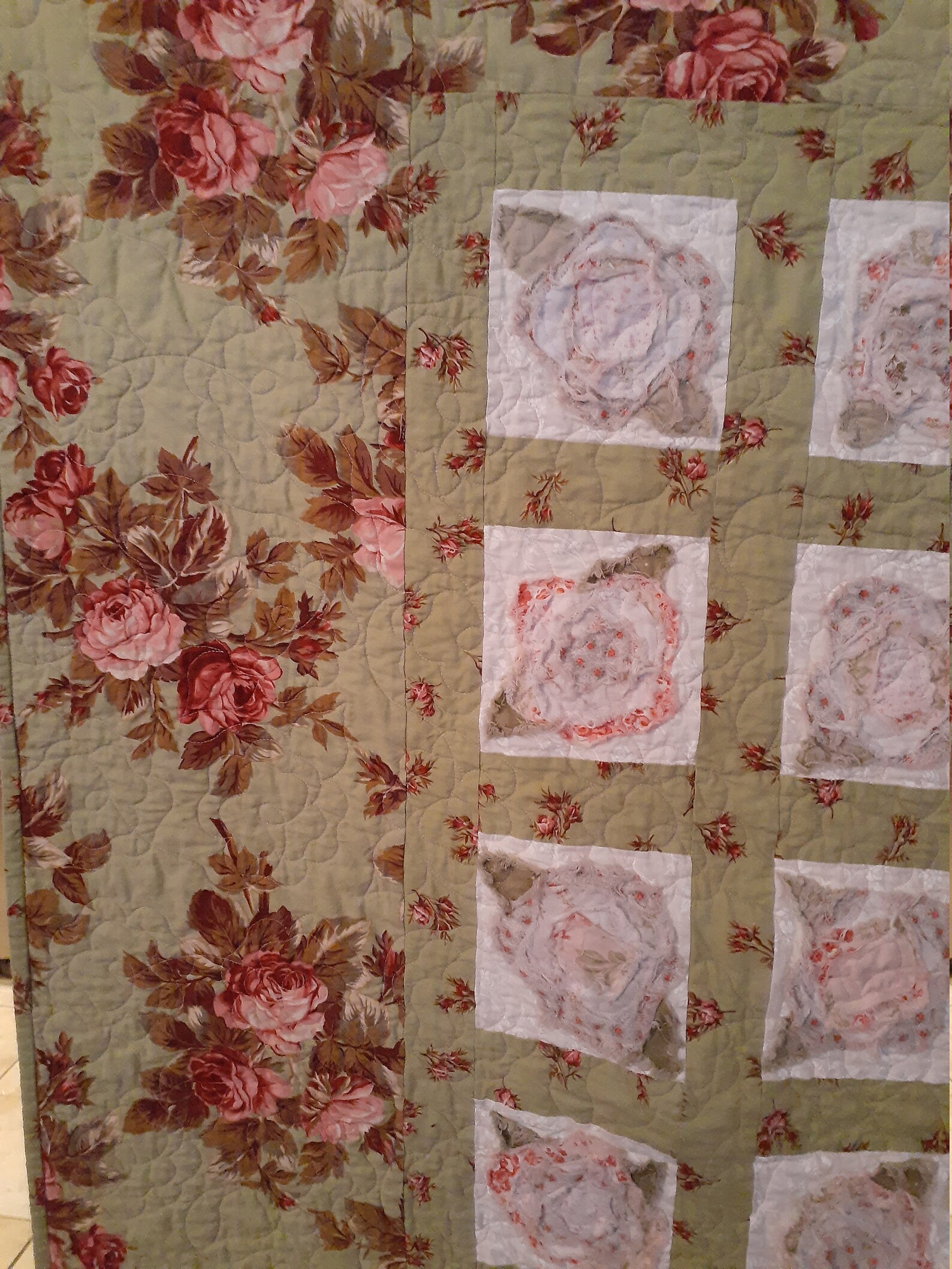 HANDMADE ROSES Quilt/unique Ruffled Roses/ 55x57/free Shipping - Etsy