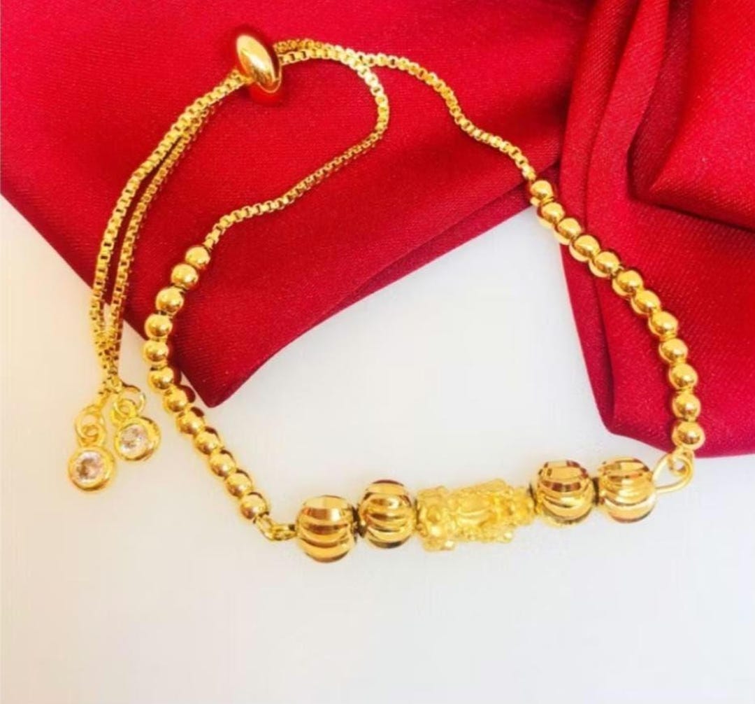 24k Gold Pixiu Charm Bracelet: Gold Plated Chain*ddp (delivered Duty ...
