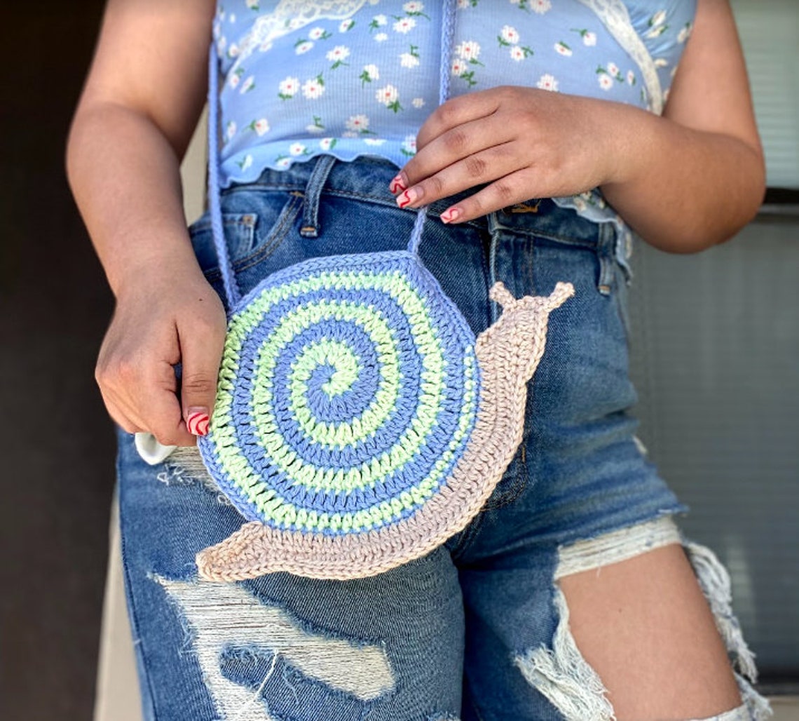 Snail Bag Crochet PATTERN English Spanish Beginner PDF - Etsy