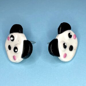 Cute Panda Stud Earrings Adorable Kawaii Handmade Polymer Clay Farm Zoo ...