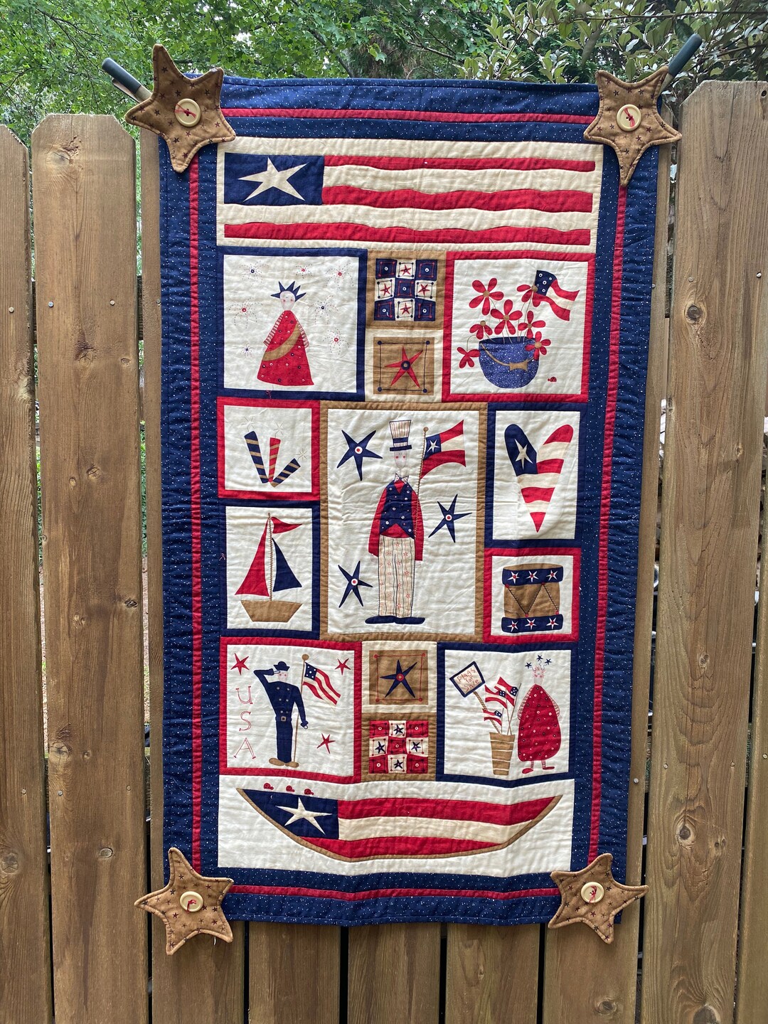 27" X 47" Star Spangled Uncle Sam Wallhanging/table Runner - Etsy