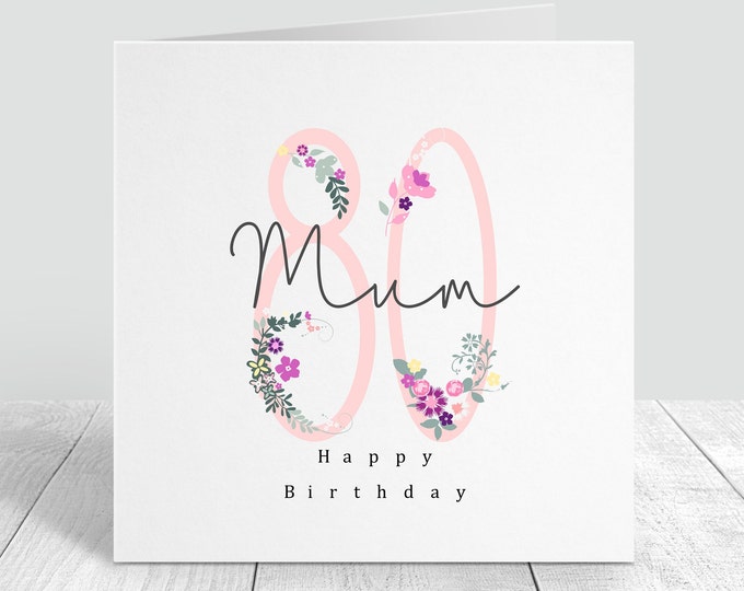 80th Birthday Card for Mum - Etsy UK