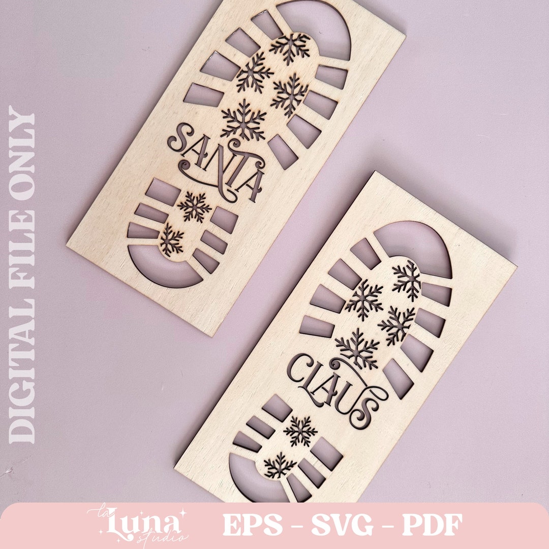 Santa Shoe Stencil SVG, Santa Boot Print SVG, DIY, Christmas Laser Cut ...