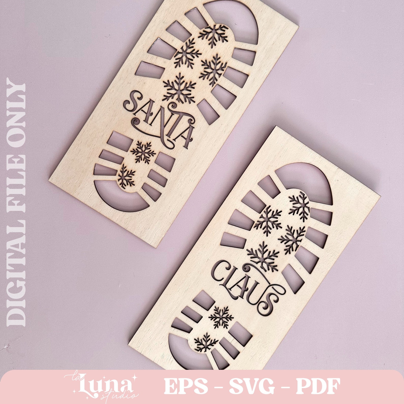 Santa Shoe Stencil SVG, Santa Boot Print SVG, DIY, Christmas Laser Cut ...
