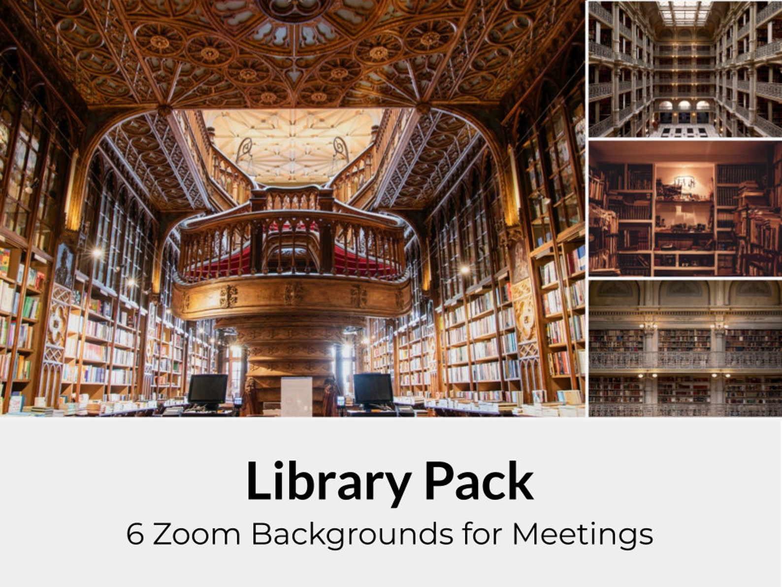 Library Zoom Background Pack | Instant Download | Virtual Background ...