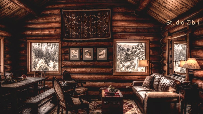 Log Cabin Zoom Background Pack Instant Download Virtual | Etsy