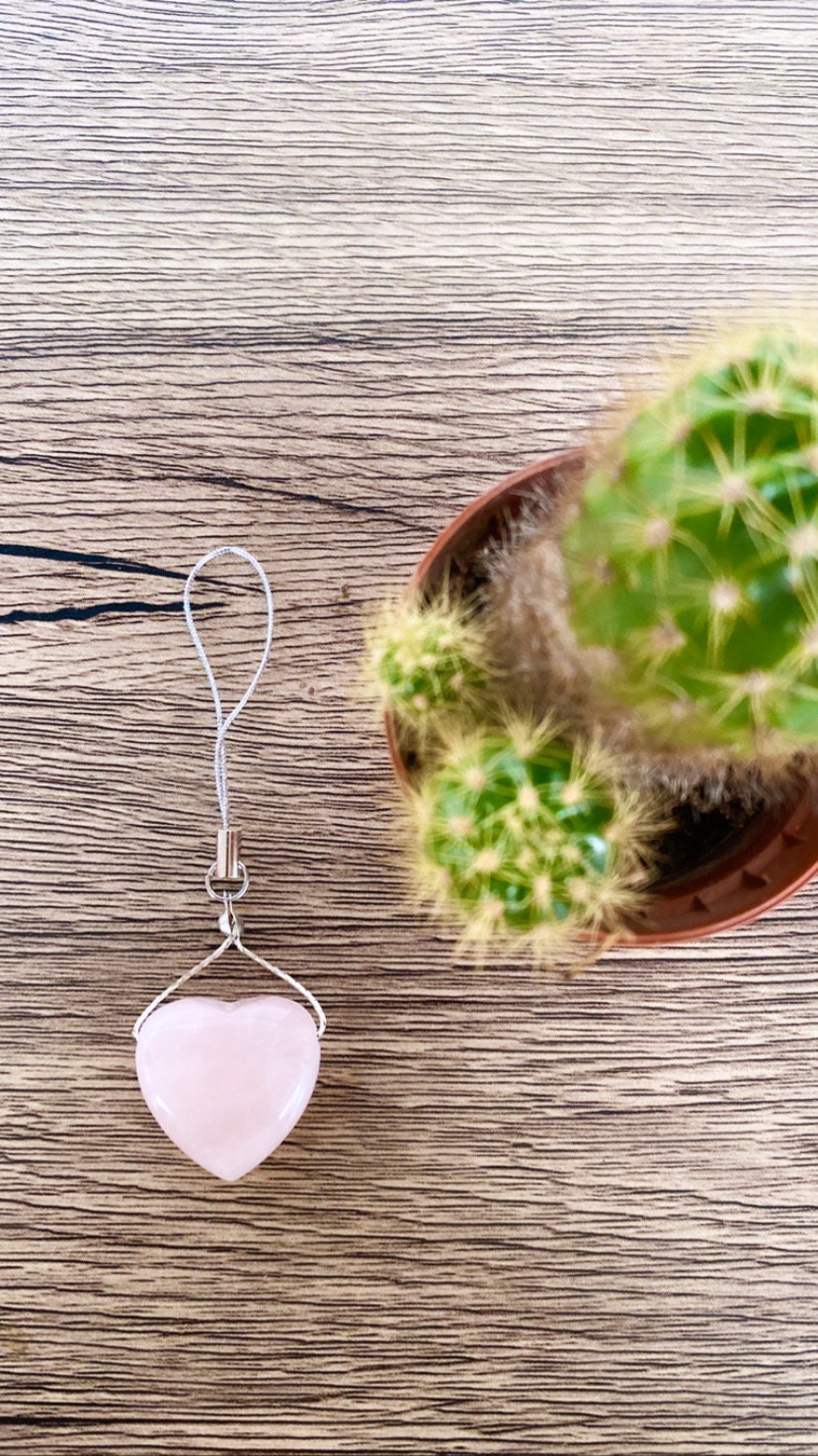 Rose Quartz Keychain, Rose Quartz Key Chain, Rose Quartz Pendant, Rose ...