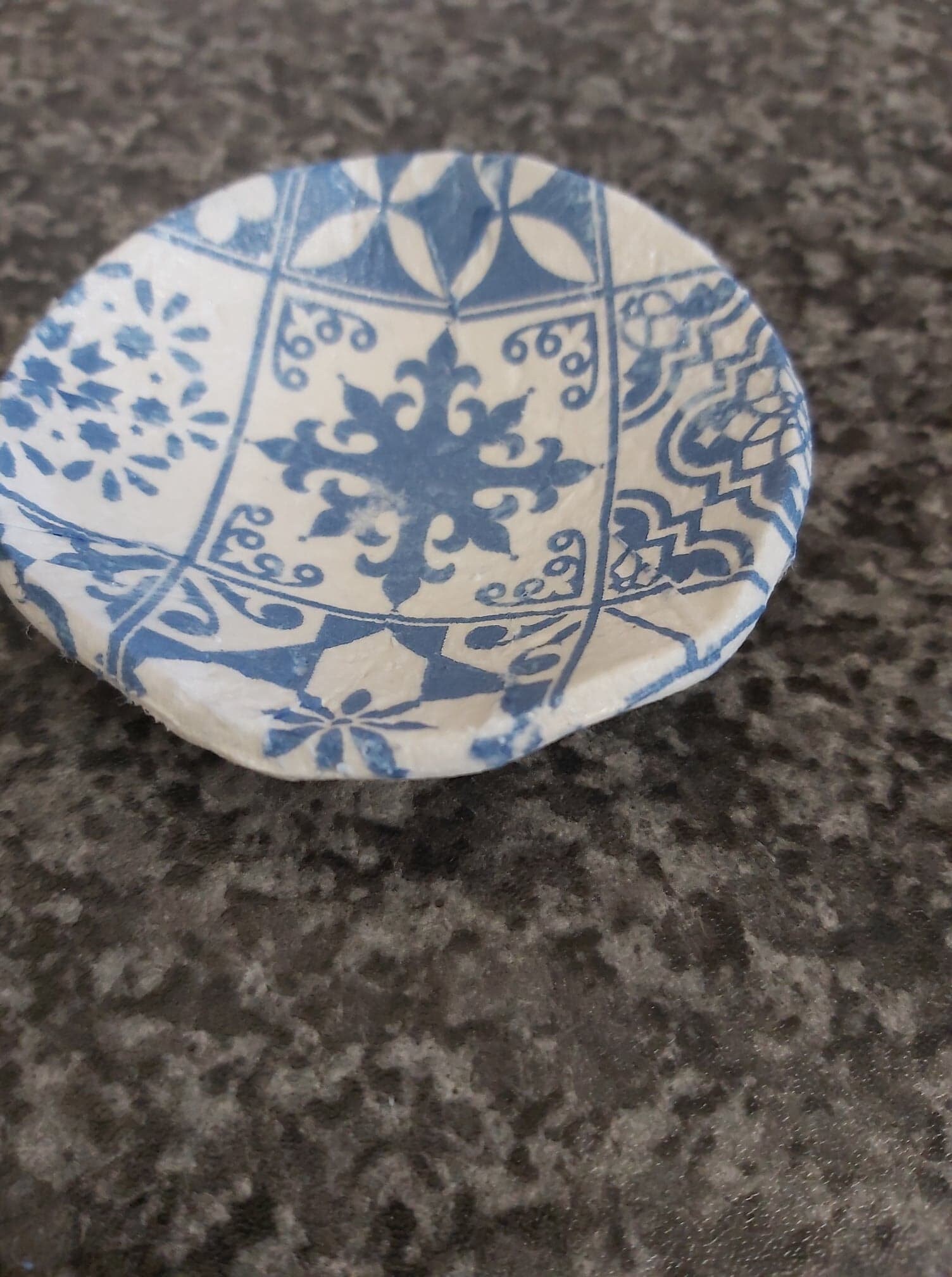 Handmade Air Dry Clay Trinket Dish painted embossed | Etsy