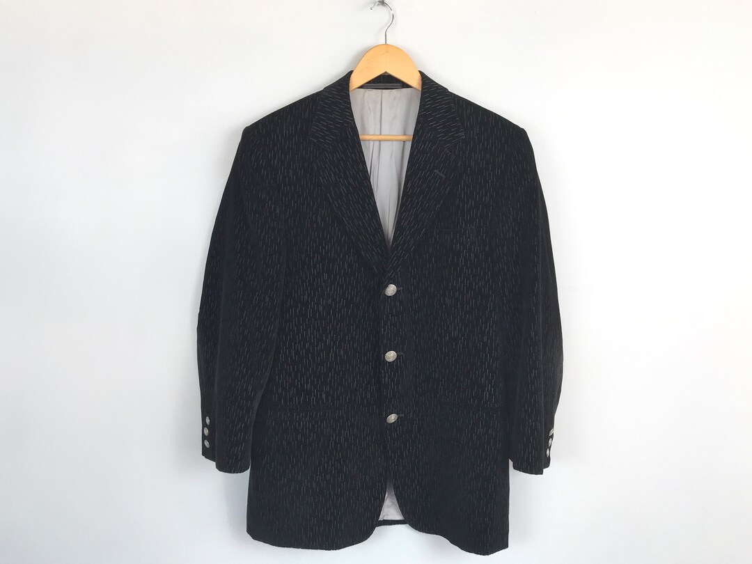 Versace Classic V2 Vintage Men's 3-button Designer Black Velvet Blazer ...