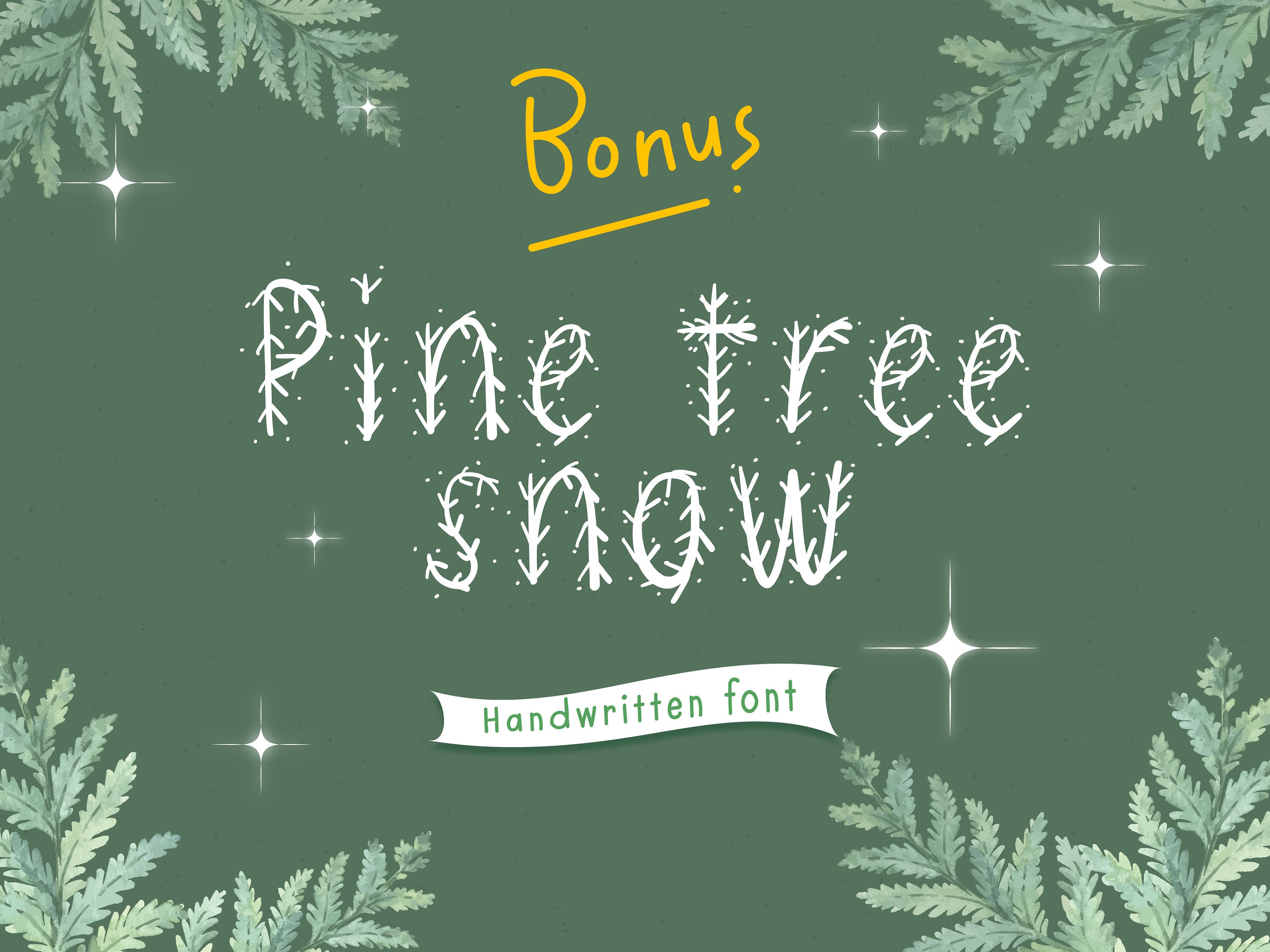 WK Pine Tree Font, Christmas Font, Pine Tree Font, Hand Lettered Font ...