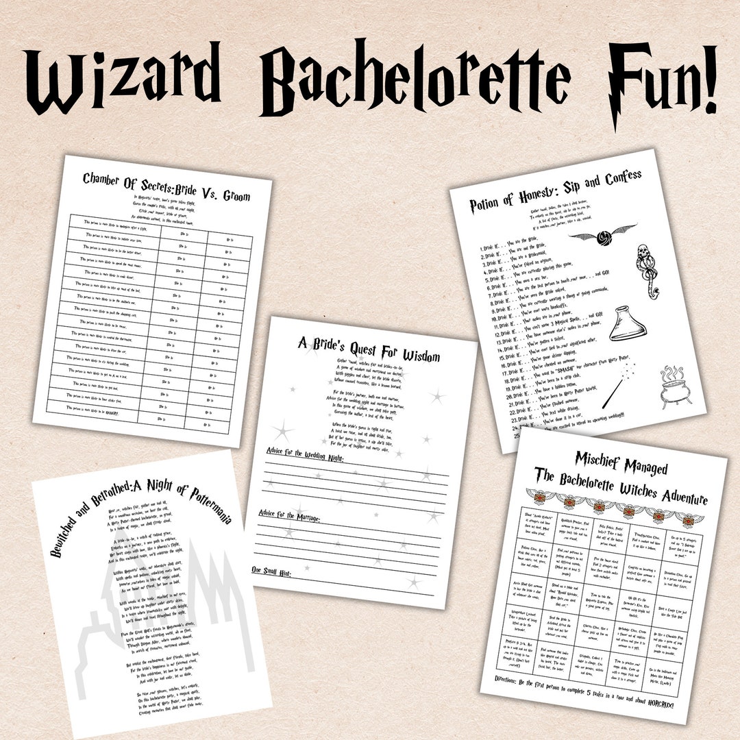 Wizard Bachelorette Party Games Bundle | HP Themed Bachelorette ...