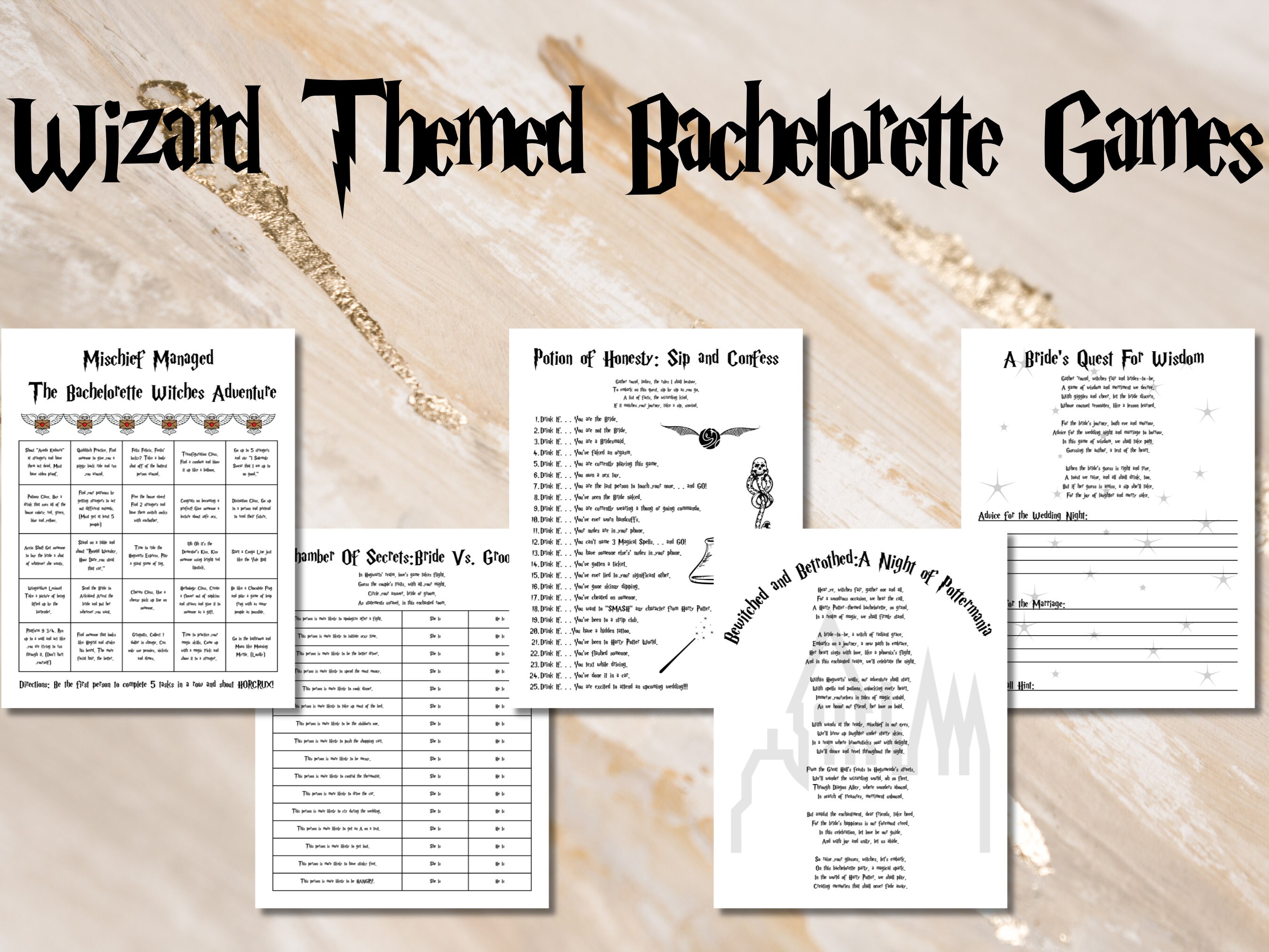 Wizard Bachelorette Party Games Bundle | HP Themed Bachelorette ...