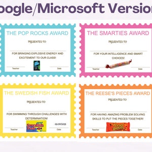 Printable Candy Bar Awards for Students - End of Year Class Awards ...
