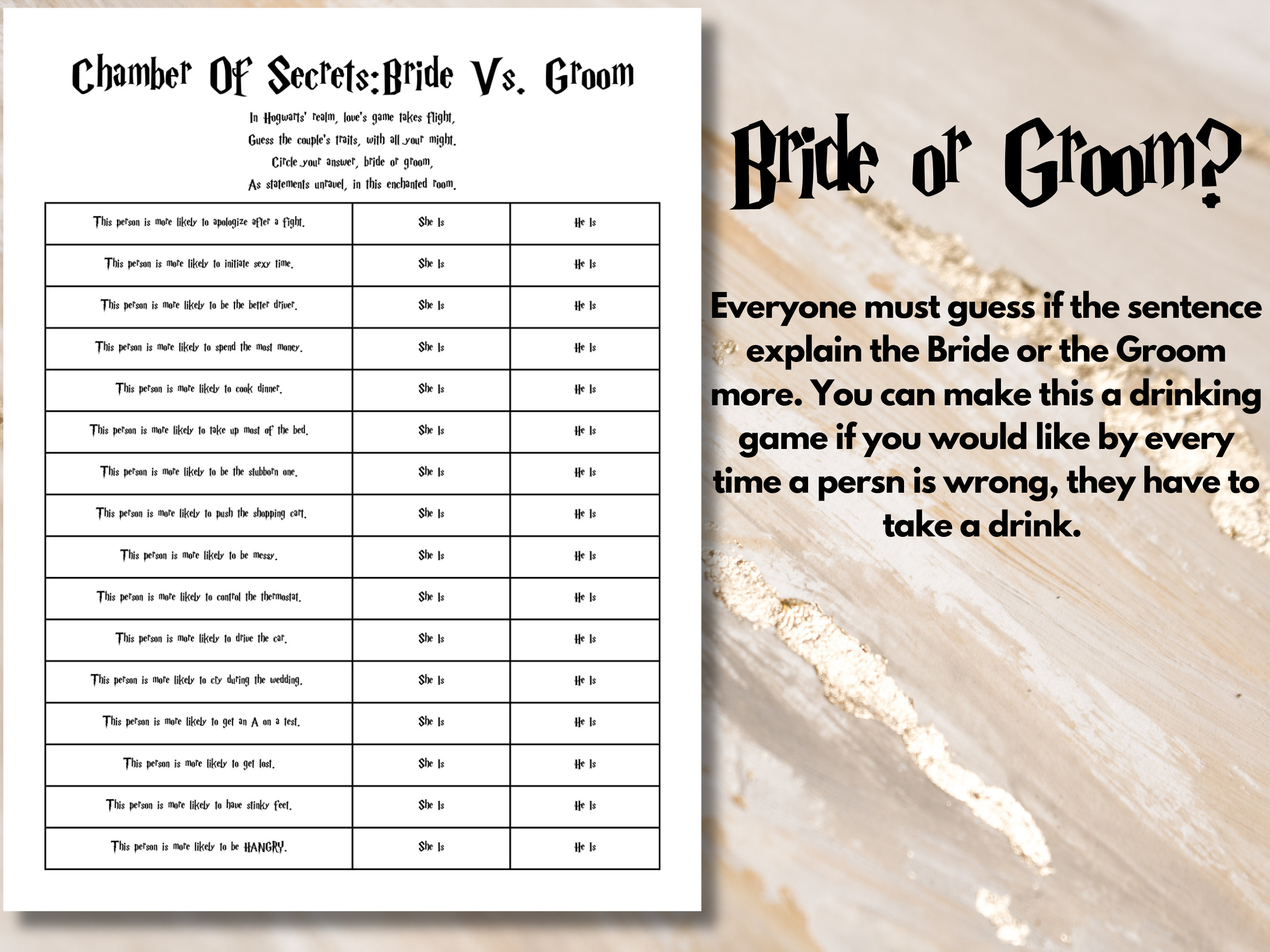 Wizard Bachelorette Party Games Bundle | HP Themed Bachelorette ...