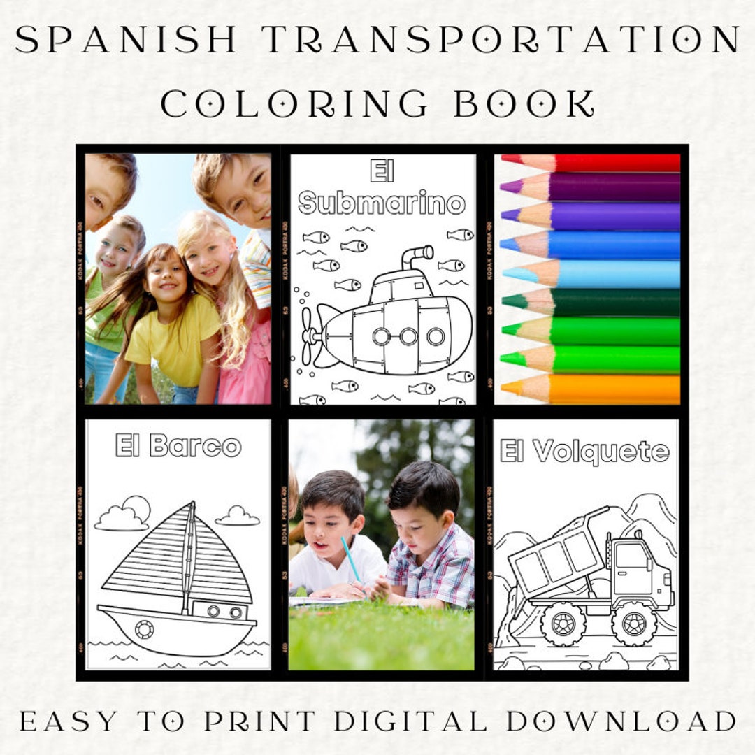 Spanish Transportation Coloring Book - Printable and Digital ...