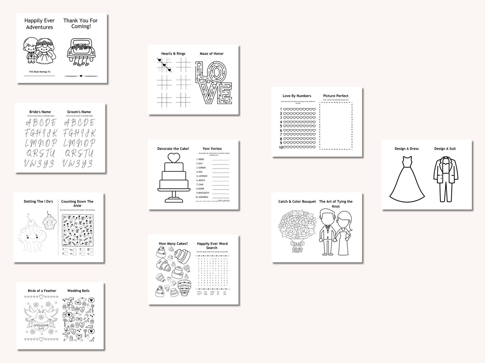 Printable Kids Wedding Activity Book, Wedding Busy Book, Instant ...