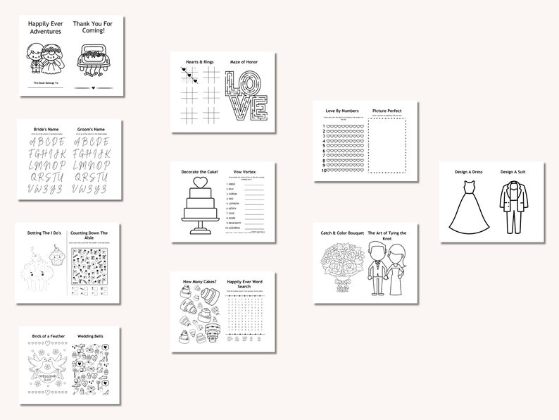 Printable Kids Wedding Activity Book, Wedding Busy Book, Instant ...