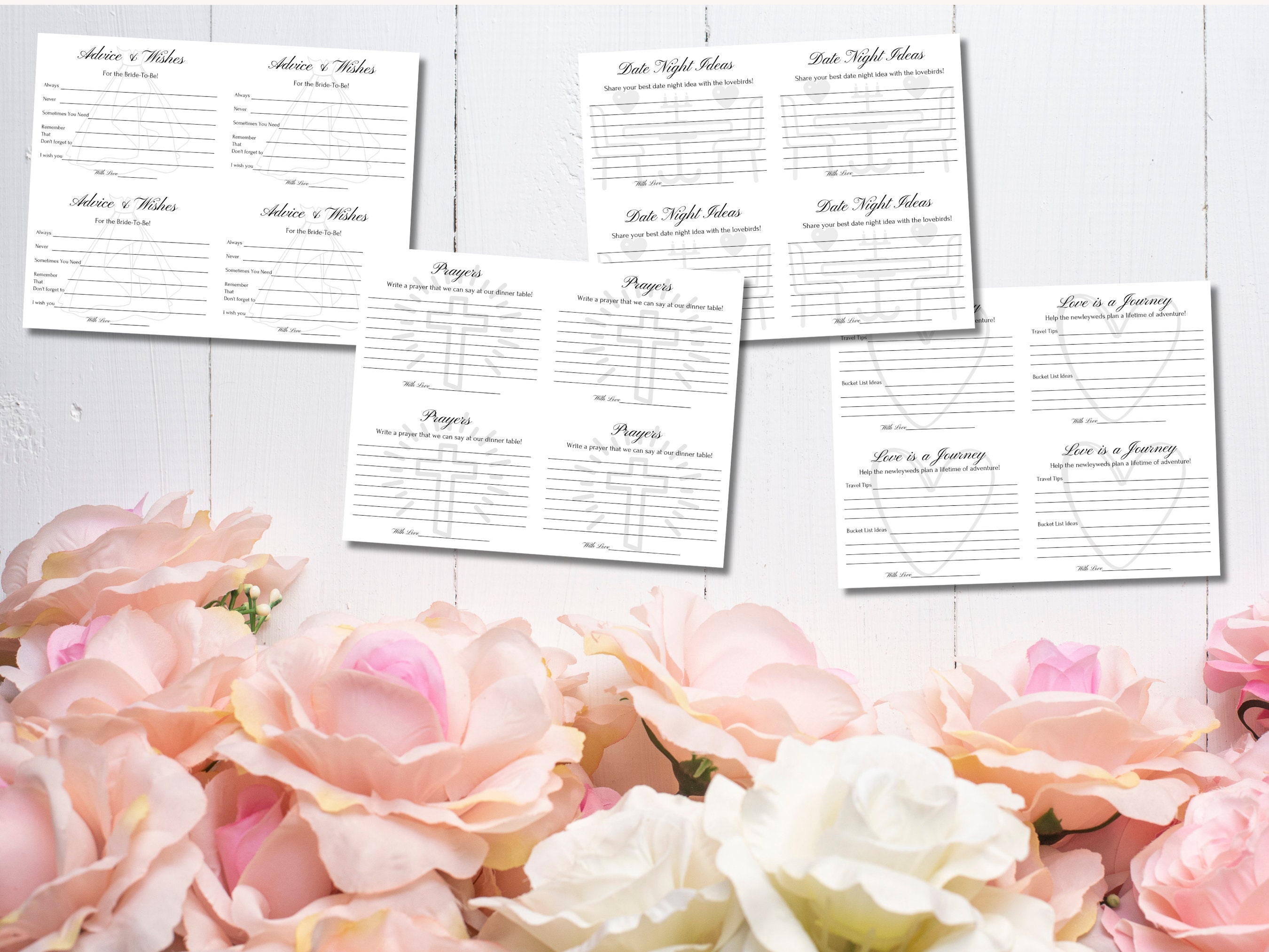 Bridal Shower Games Bundle | 4 Advice for the Bride Cards | Wedding ...