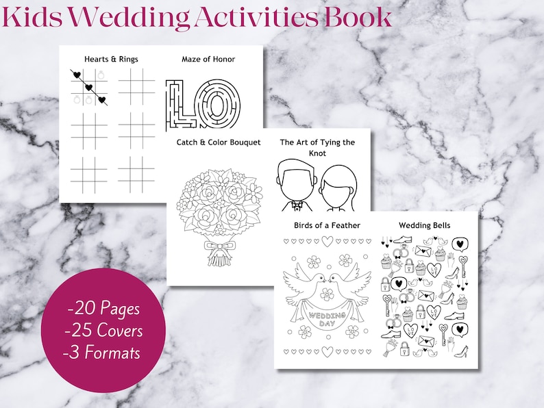 Kids Wedding Activities Wedding Coloring Kids Wedding Favors Wedding ...