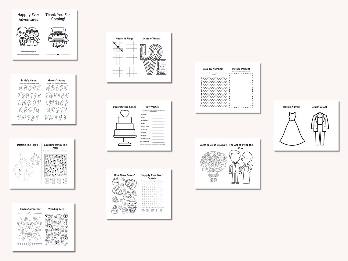 Kids Wedding Activities Wedding Coloring Kids Wedding Favors - Etsy