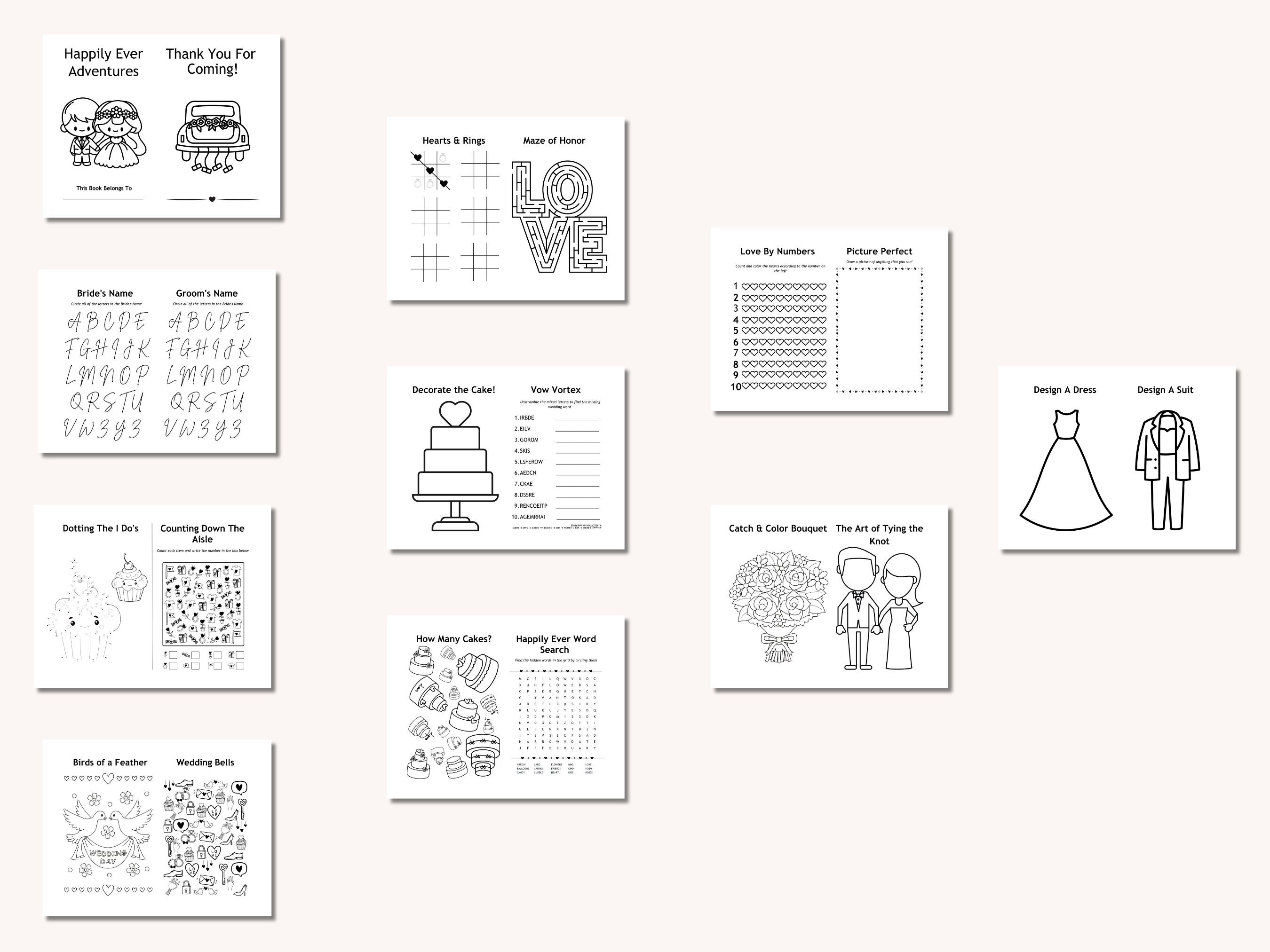 Kids Wedding Activities Wedding Coloring Kids Wedding Favors - Etsy