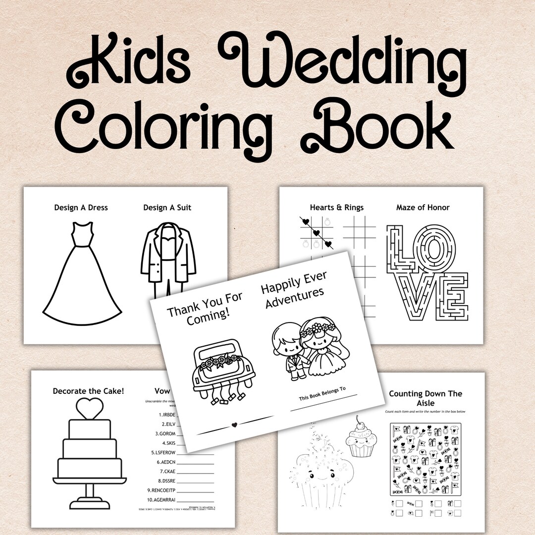 Kids Wedding Activities Wedding Coloring Kids Wedding Favors Wedding ...