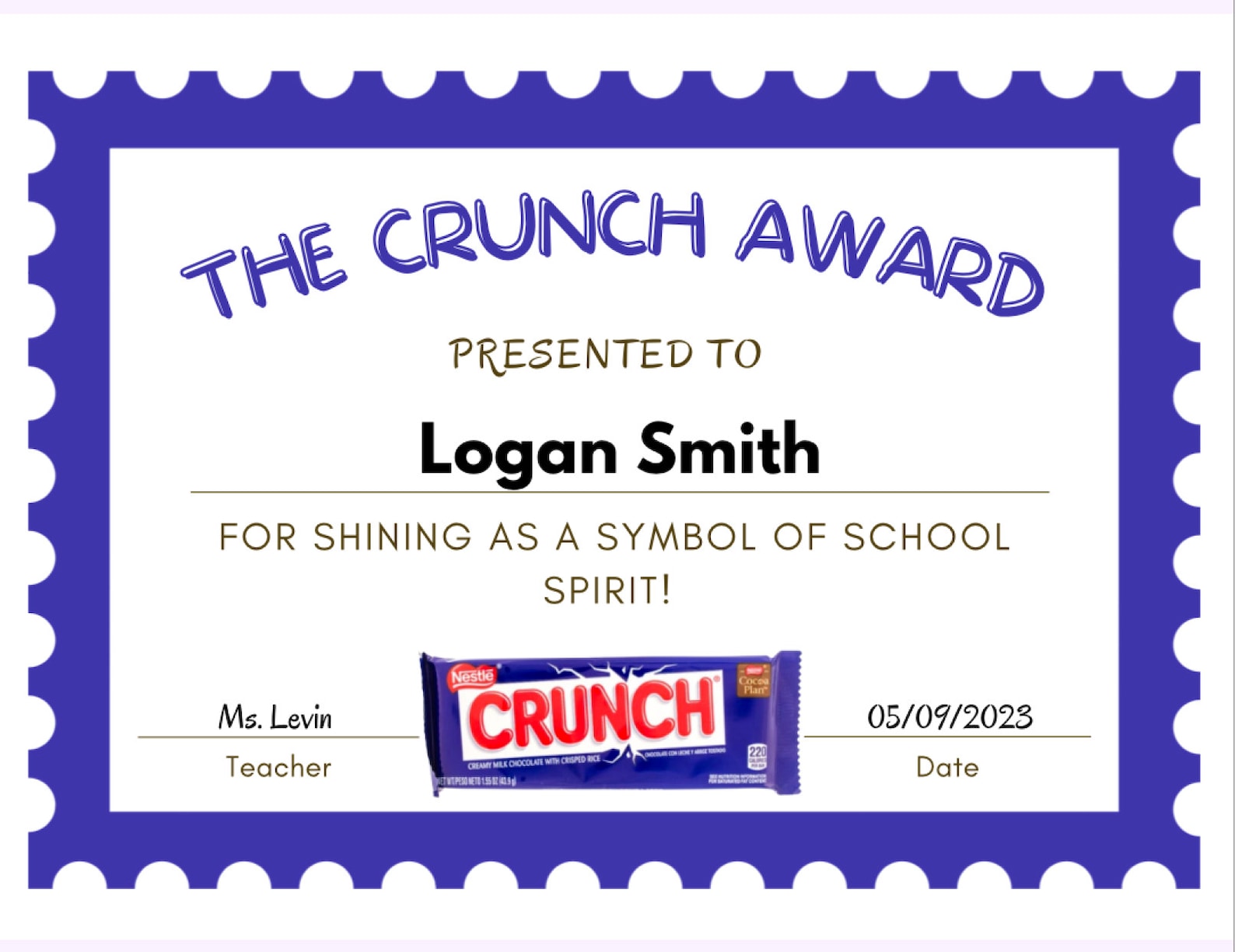 Printable Candy Bar Awards for Students - End of Year Class Awards ...
