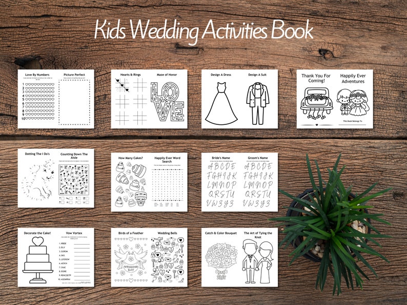 Kids Wedding Activities Wedding Coloring Kids Wedding Favors Wedding ...