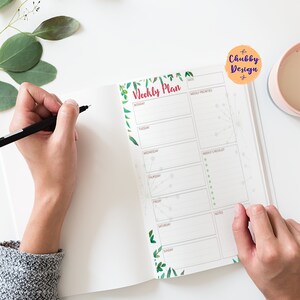 Green Leaf Weekly Planner Printable, Weekly Planner Page, Daily Planner ...