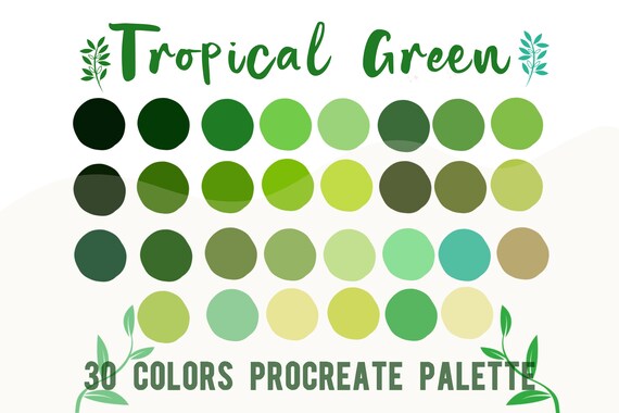 Tropical Green Color Palette Set for Procreate Ipad Digital | Etsy