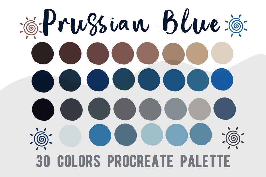 Prussian Blue Color Palette Set for Procreate Ipad, Digital Color ...