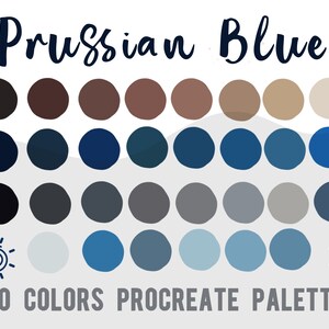 Prussian Blue Color Palette Set for Procreate Ipad, Digital Color ...