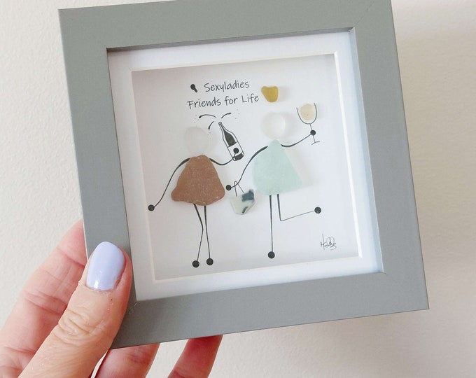 Whale Tail Sea Shell and Sea Glass Collage, Framed in a Shadow Box ...