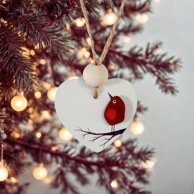 Glass Robin Ornament - Etsy UK