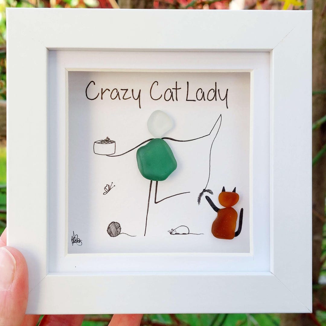 Crazy Cat Lady Portrait - Whimsical Cat Art for Friend, Unique Birthday ...