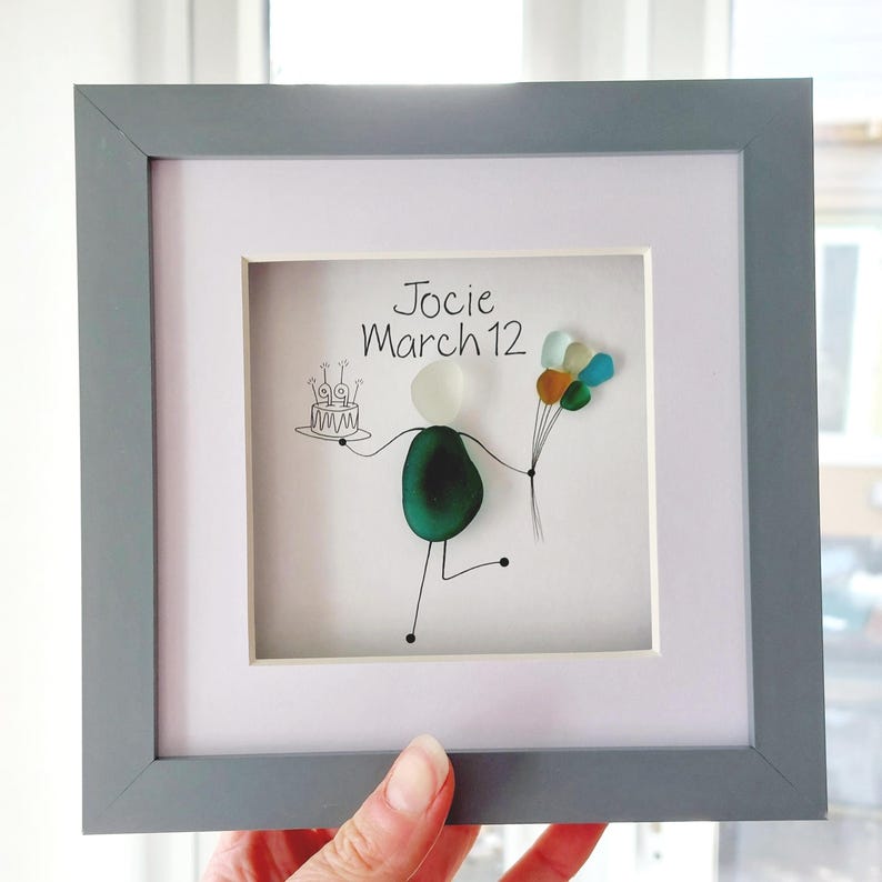 Handmade Personalised Birthday Gift, Sea Glass Milestone Frame, 40th ...