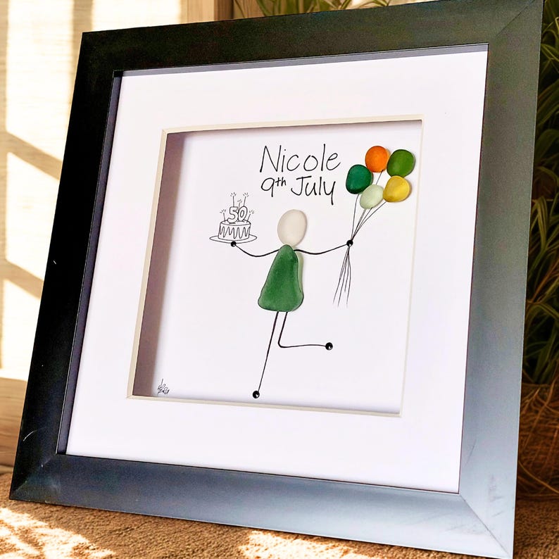 Handmade Personalised Birthday Gift, Sea Glass Milestone Frame, 40th ...