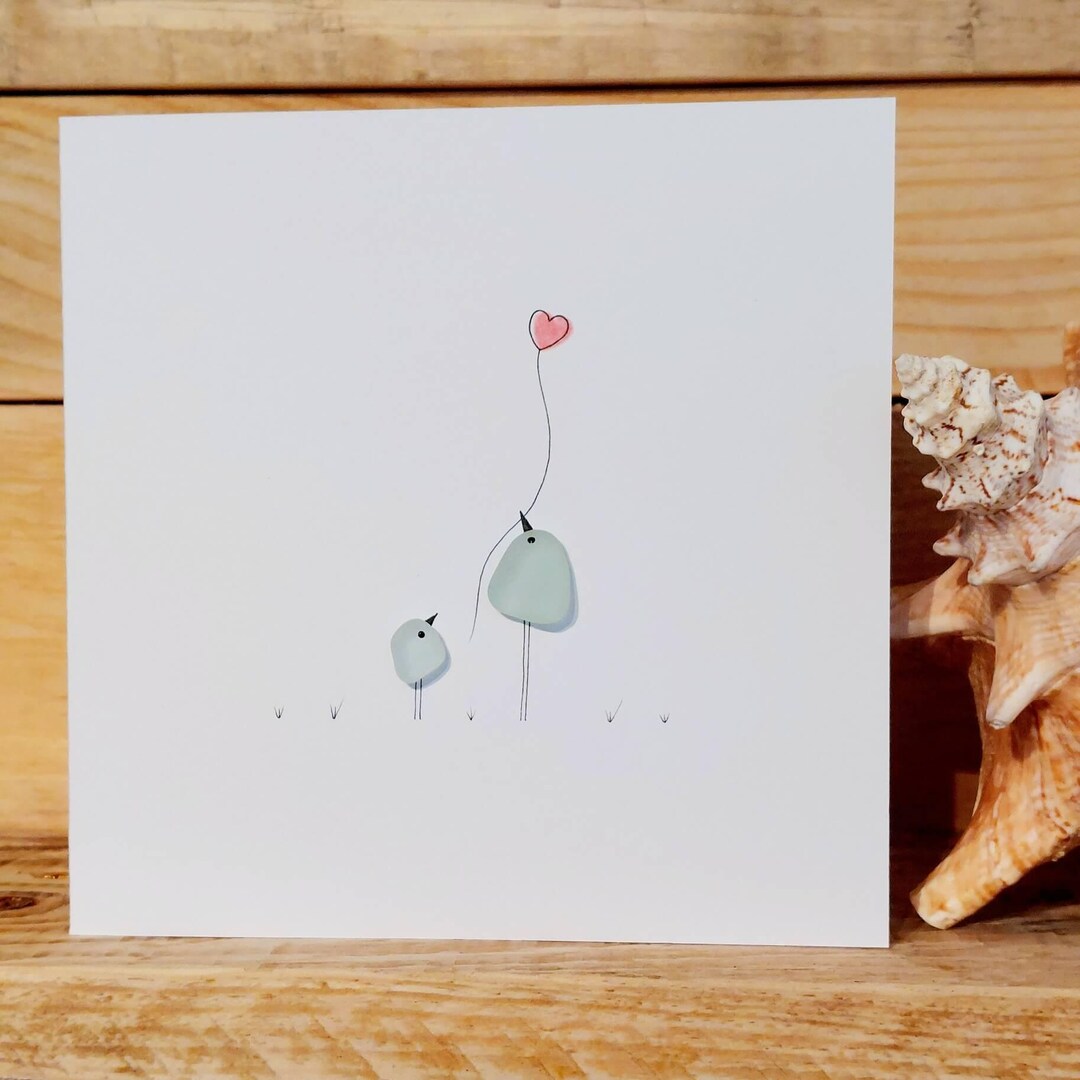 Handmade Sea Glass New Baby Bird Card: Baby Shower, Christening - Etsy