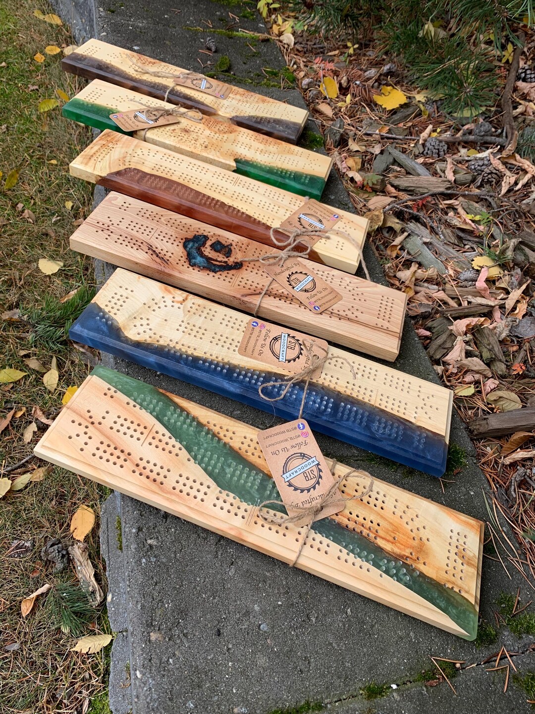 Hand Made Live Edge Wood and Epoxy Cribbage Boards - Etsy