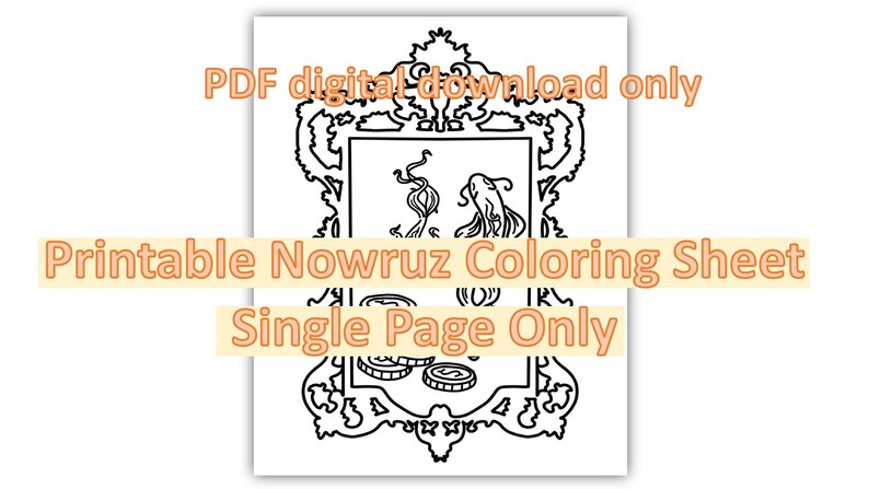 Nowruz Persian New Year Single Coloring Page Coins - Etsy