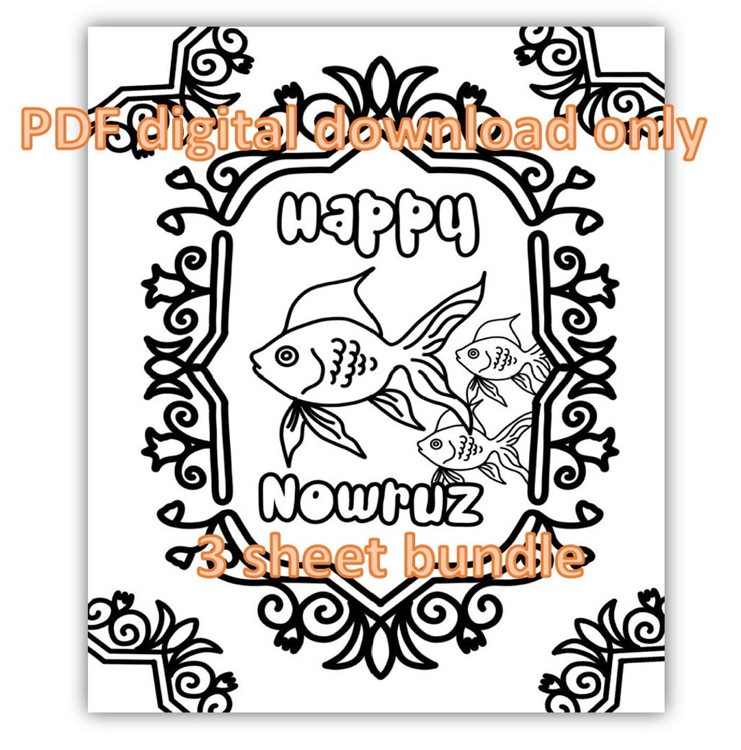 Nowruz Persian New Year Coloring Pages Digital Download - Etsy
