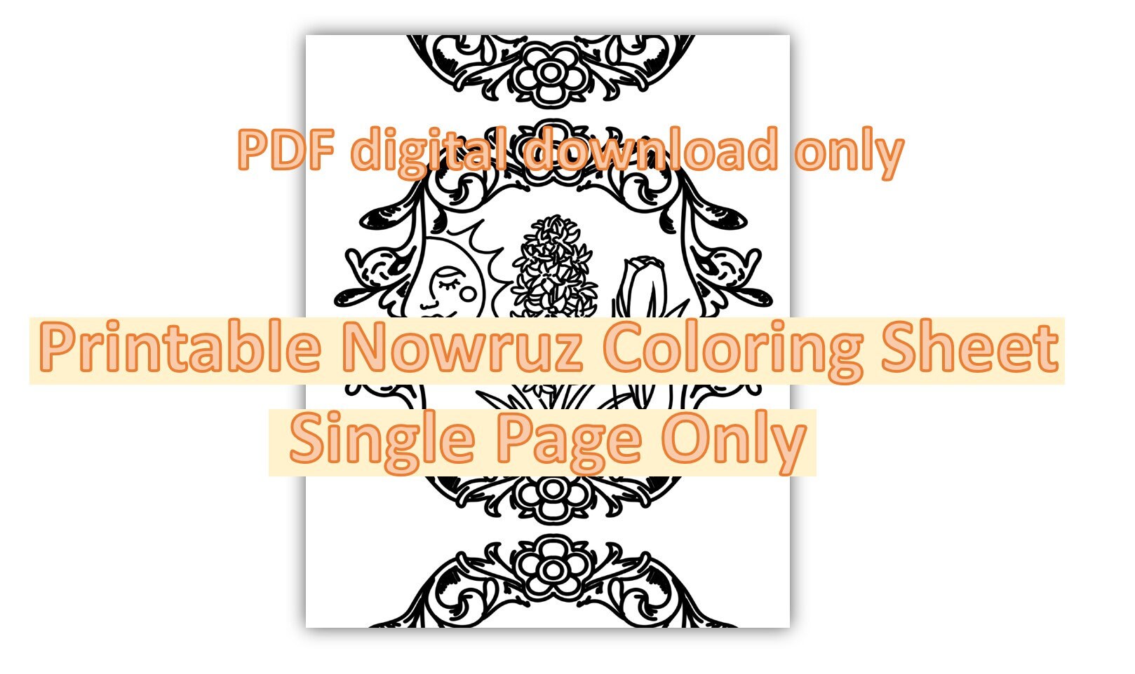 Nowruz Persian New Year Single Coloring Page Flowers - Etsy