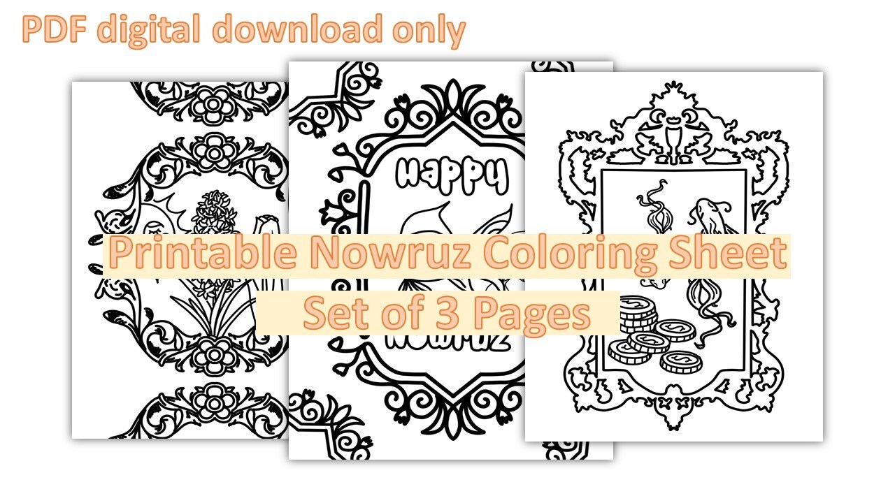 Nowruz Persian New Year Coloring Pages Digital Download - Etsy