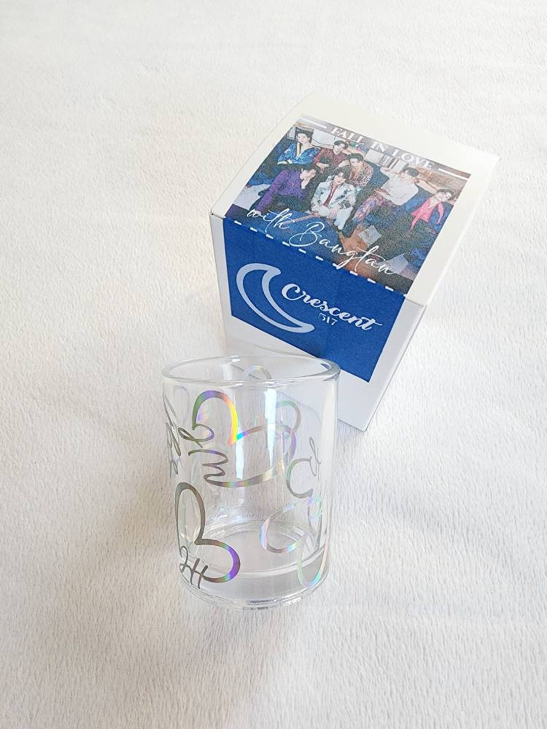 BTS Member Name Initials Heart Shot Glass Holographic - Fall in Love ...